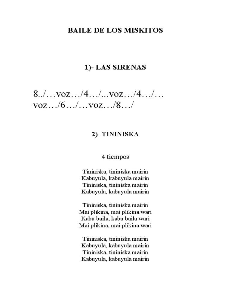 Letra de Los de Los Miskitos | PDF