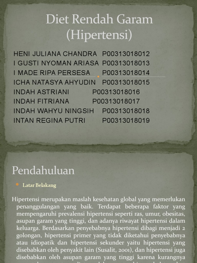 Diet Rendah Garam (Hipertensi) | PDF