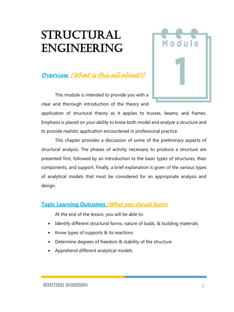 Ce 316 Structural Theory Module 1 | PDF | Truss | Beam (Structure)