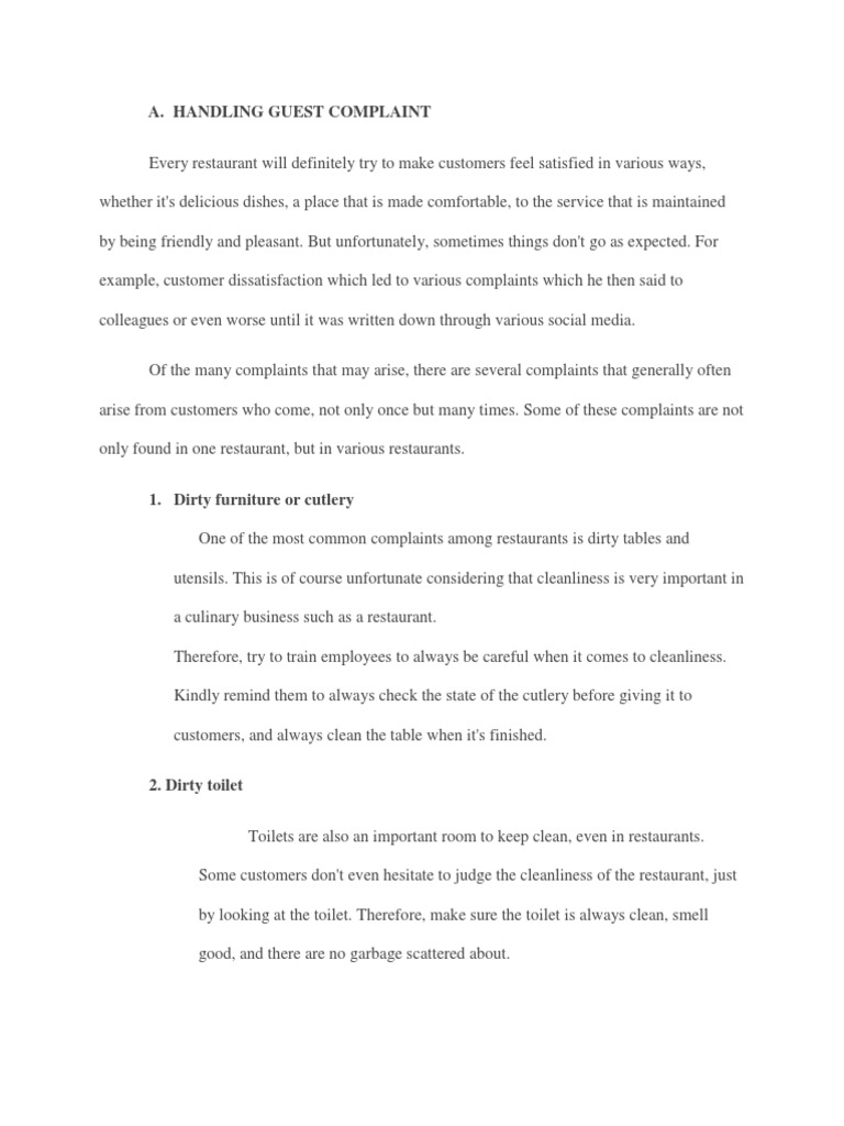 Handling Guest Complaint | PDF | Waiting Staff | Restaurants