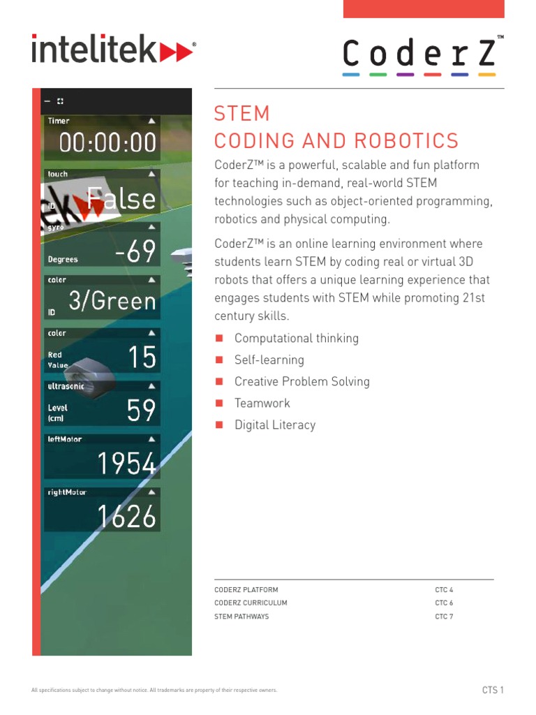 Coderz Robotic Web Based Software Pdf Science Technology Engineering And Mathematics 6285
