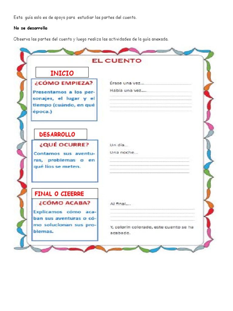 Guía de Apoyo Partes Del Cuento | PDF