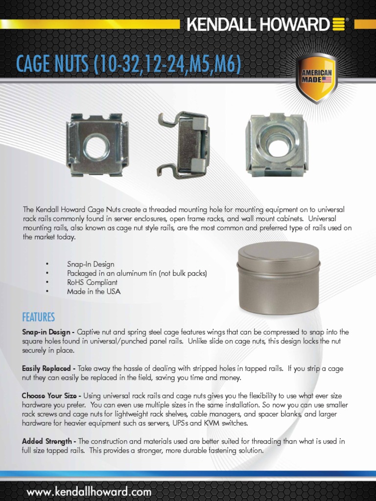 Cage Nuts (10-32,12-24, M5, M6) | PDF | Equipment | Mechanical Engineering