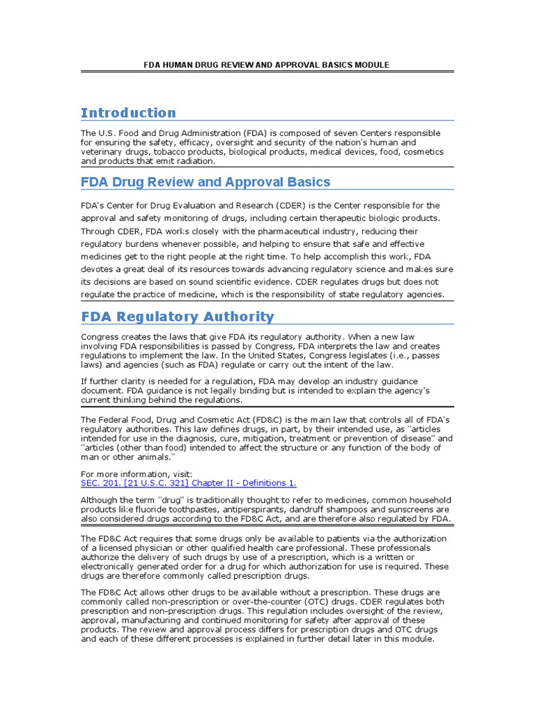 Fda Human Drug Review and Approval Basics Module | PDF | Phases Of ...