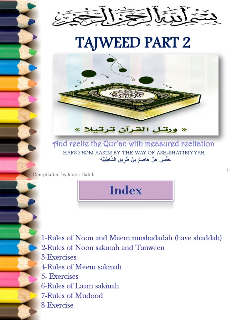 Tajweed Part 2: Rules for Noon and Meem Mushaddad and Noon Sākinah | PDF | Languages Of Israel ...