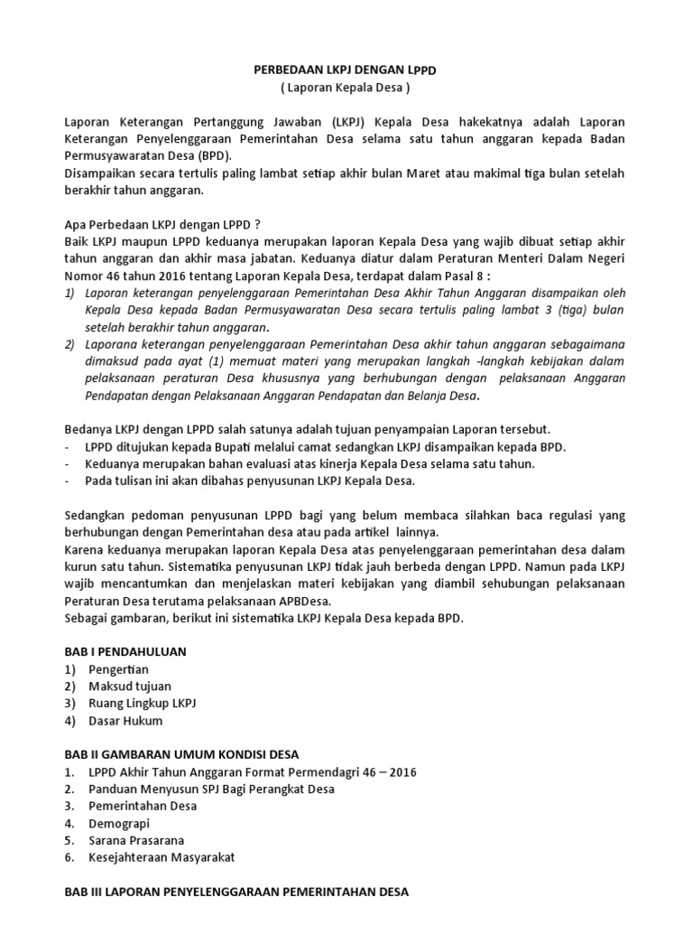 Perbedaan LKPJ Dengan Lppd.. | PDF