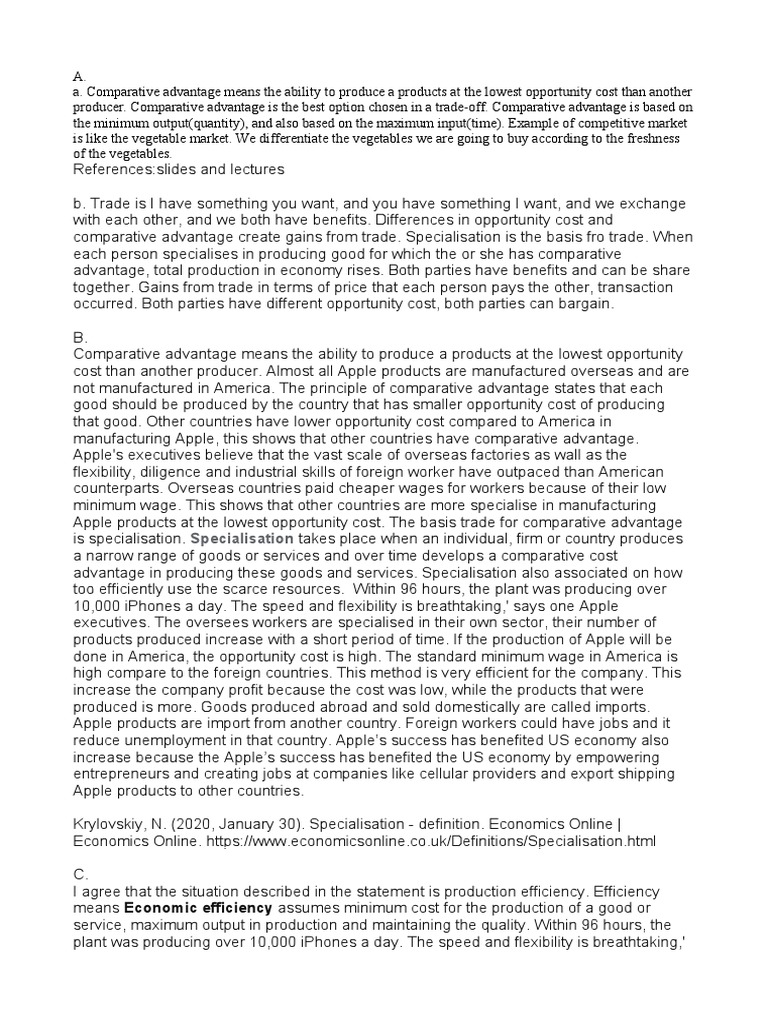 Exploring the Principles of Comparative Advantage and Gains from Trade ...