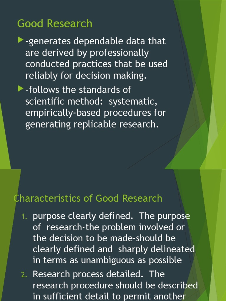 Module 1.3 - Characteristics of Good Research | PDF | Decision Making ...