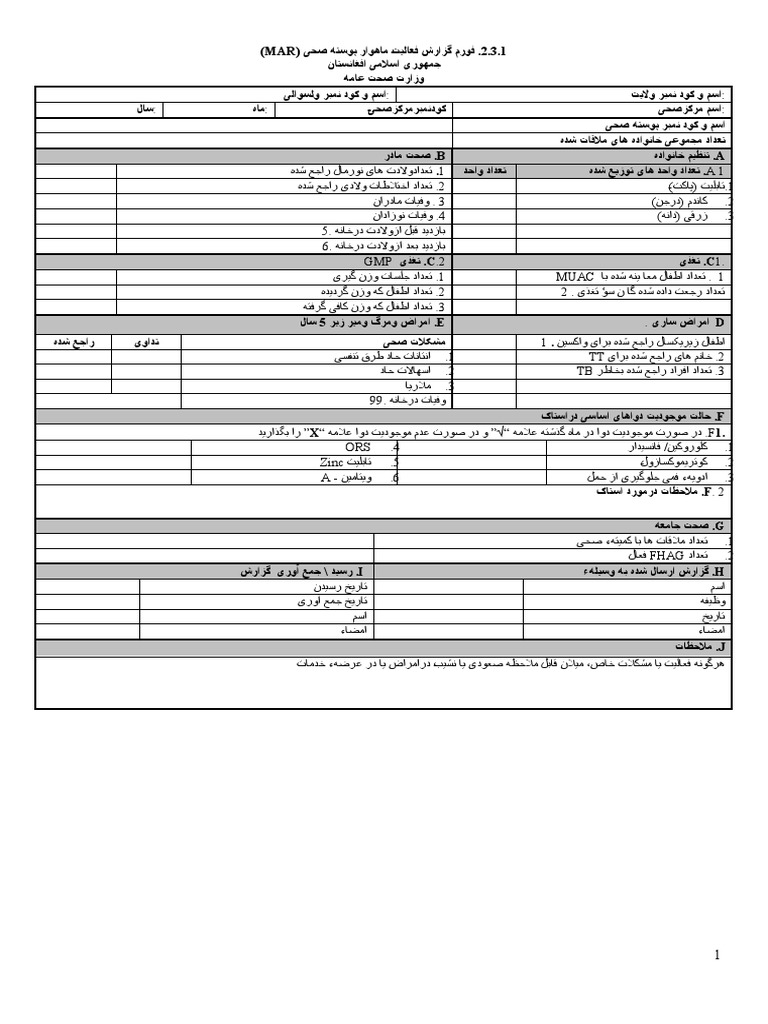 HMIS Forms - Dari | PDF