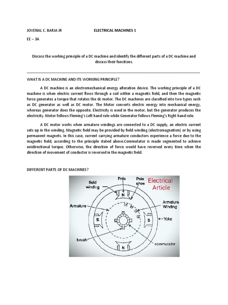 Barja, Act 1 - Electrical Machines 1 | PDF | Electric Motor | Electric Generator