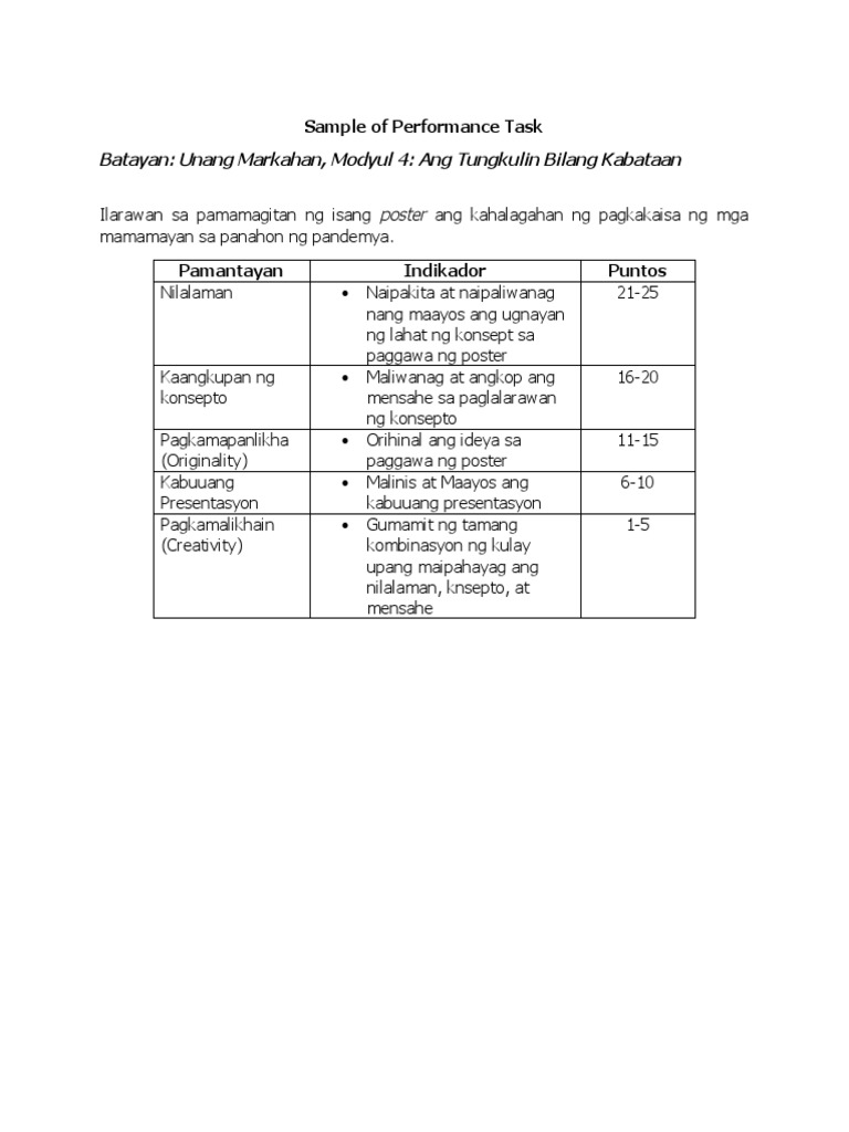 ESP Attachment (Grade 7) Performance Task | PDF