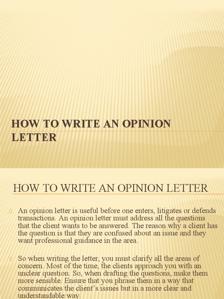 How To Write An Opinion Letter | PDF | Opinion | Negligence