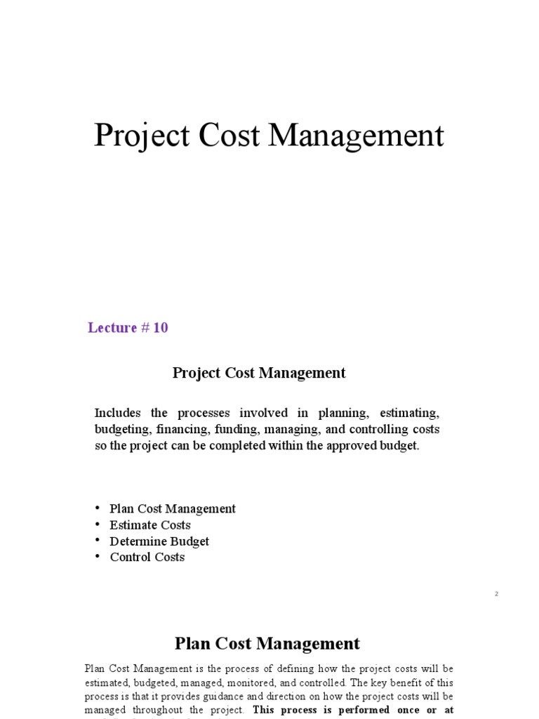Project Cost Management | PDF | Cost Accounting | Cost