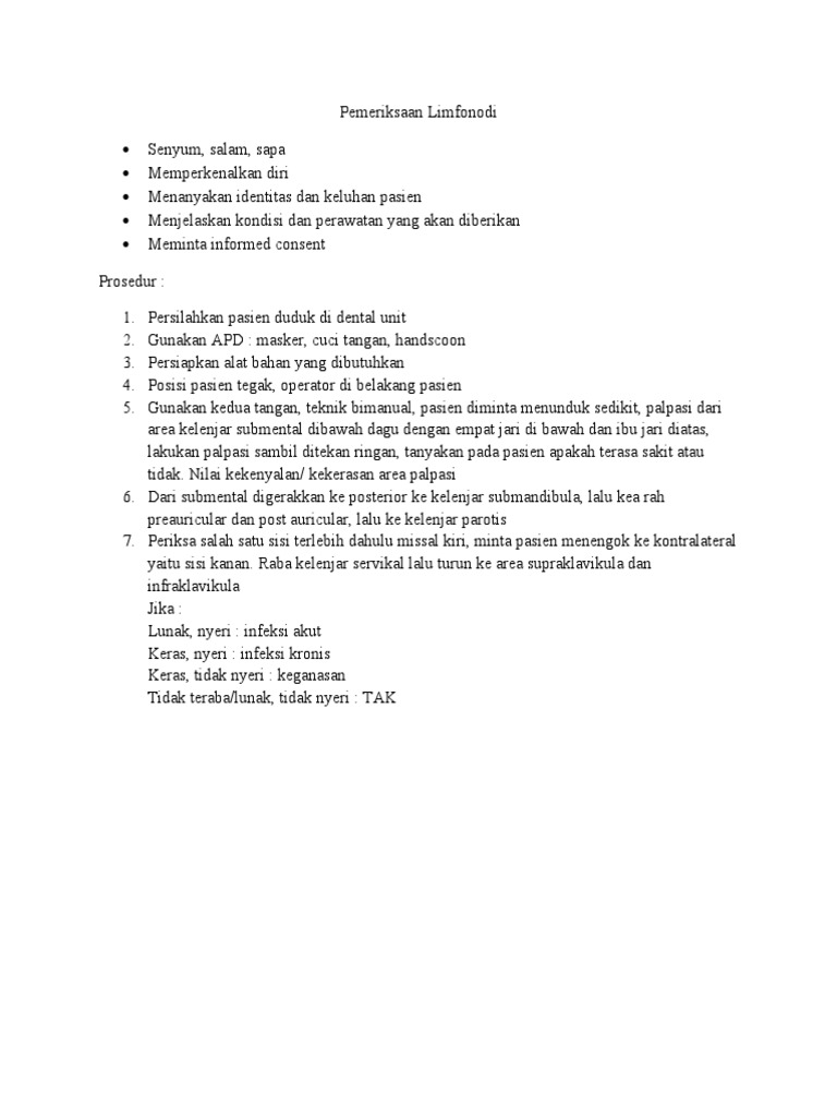 BM - OSCE - Pemeriksaan Limfonodi | PDF