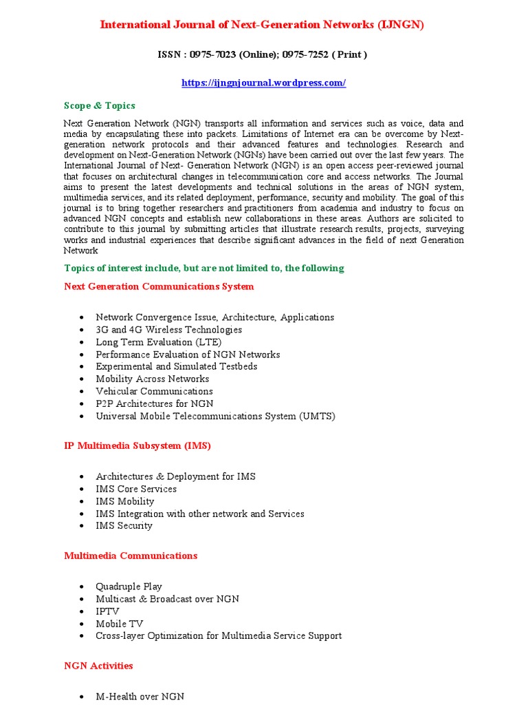 International Journal of Next-Generation Networks (IJNGN) | PDF | Ip ...