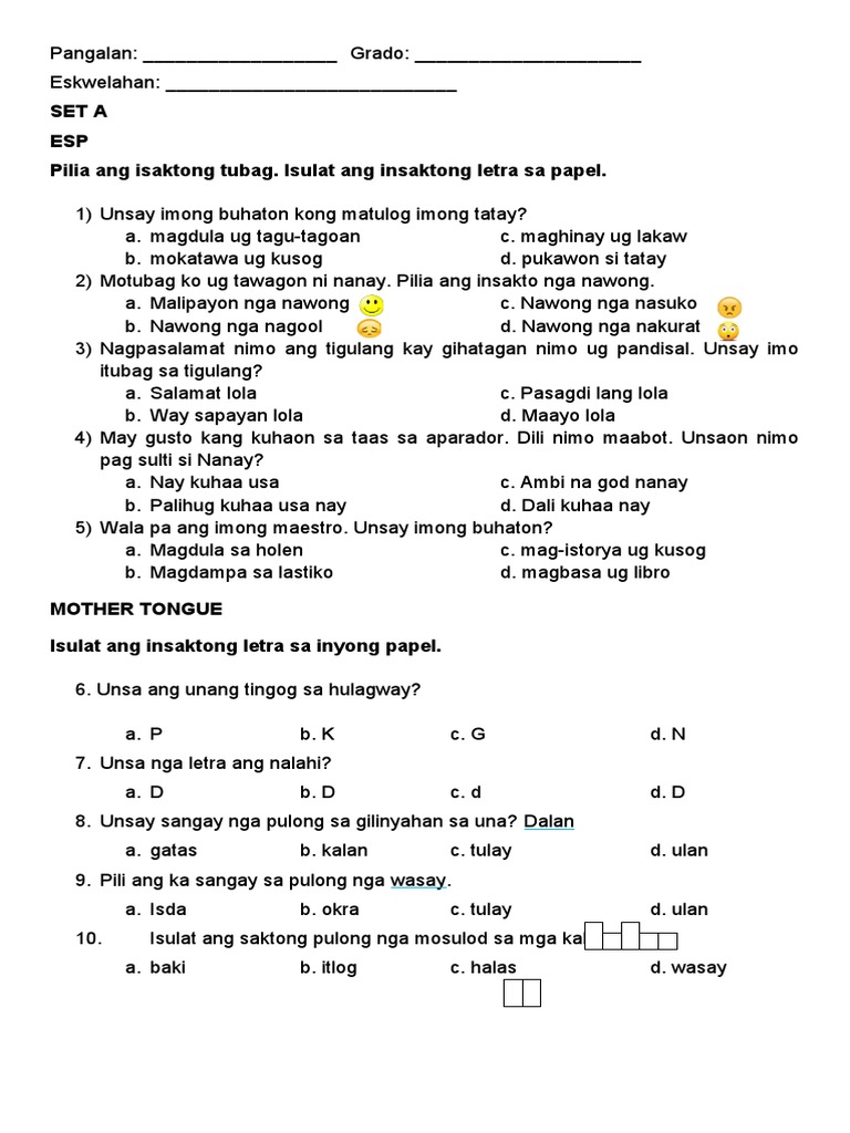 Sample For Post Test | PDF
