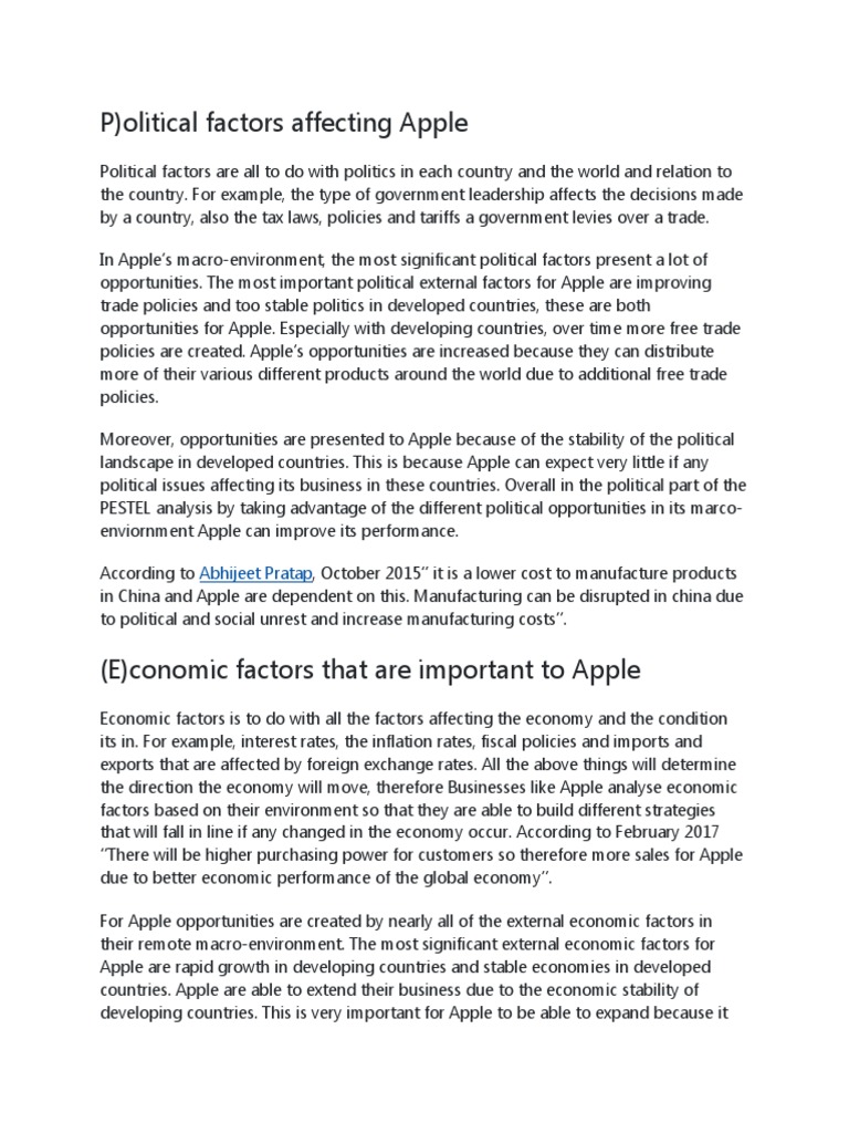 P) Olitical Factors Affecting Apple: Abhijeet Pratap | PDF | Apple Inc ...