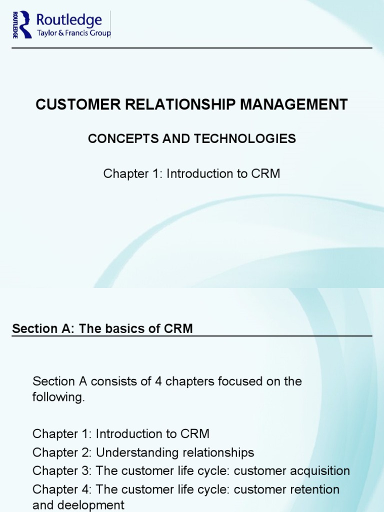 Customer Relationship Management: Concepts and Technologies | PDF ...