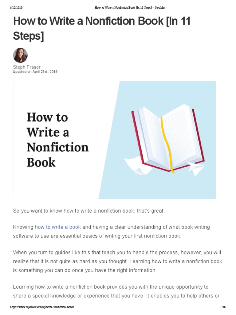 How To Write A Nonfiction Book (In 11 Steps) - Squibler | PDF | Books ...