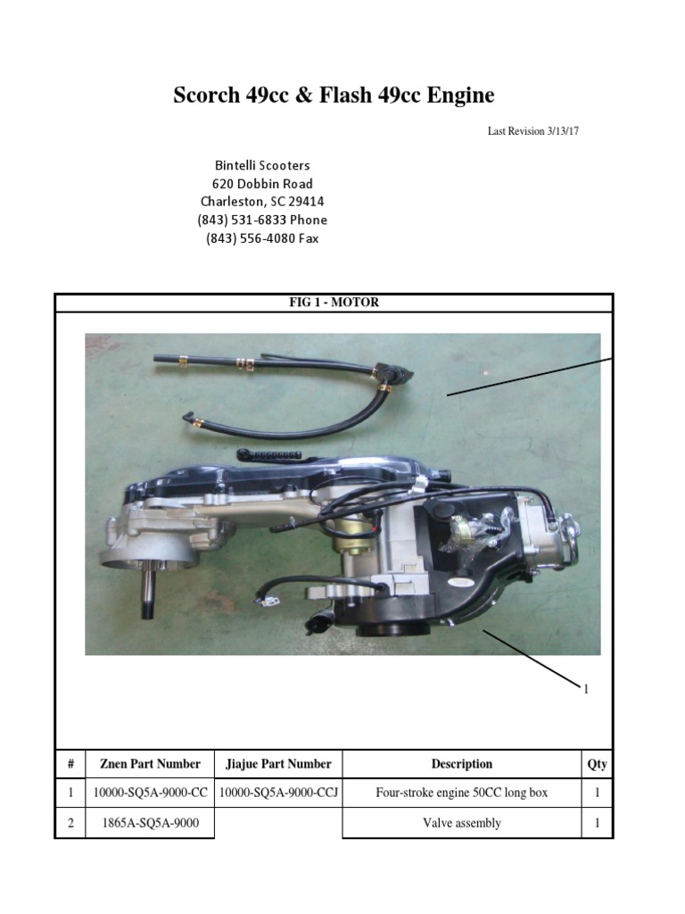 Scorch 49cc & Flash 49cc Engine | PDF | Piston | Engines