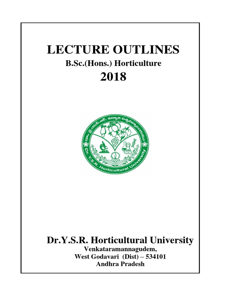 Lecture Outlines - UG 2018 | PDF | Grafting | Livestock