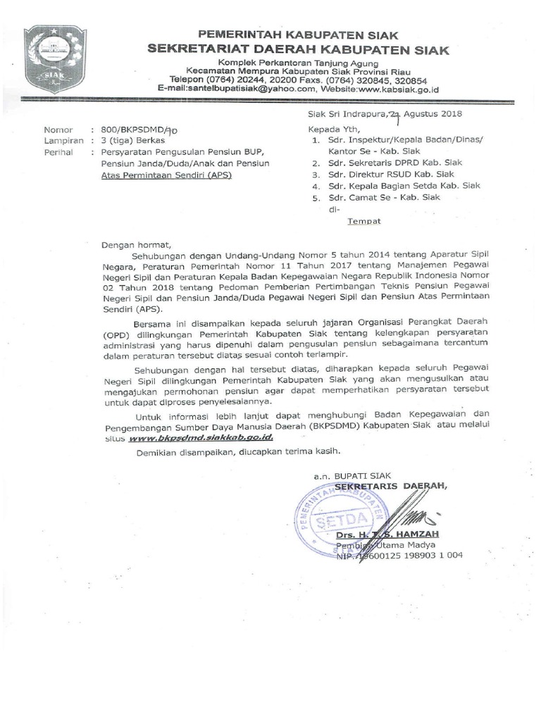 Persyaratan Pensiun PNS Yang Mencapai Batas Usia Pensiun (Bup) | PDF