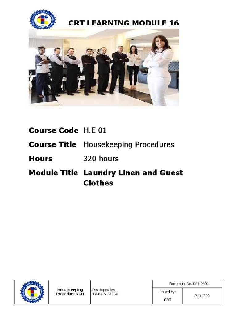 LM-HSKP Week 16 | PDF | Laundry | Clothes Dryer