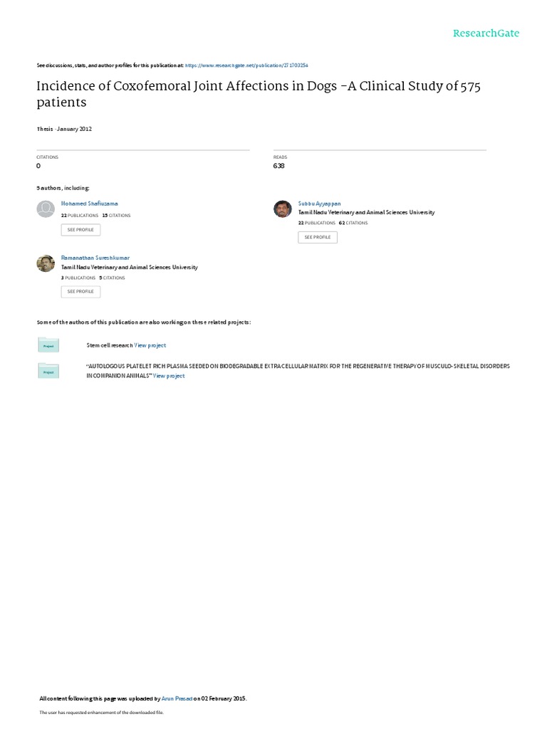 Analysis of Coxofemoral Joint Affections in Dogs: A Retrospective Study ...