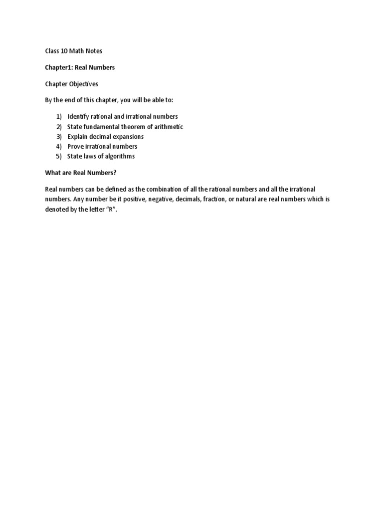 Class 10 Math Notes | PDF