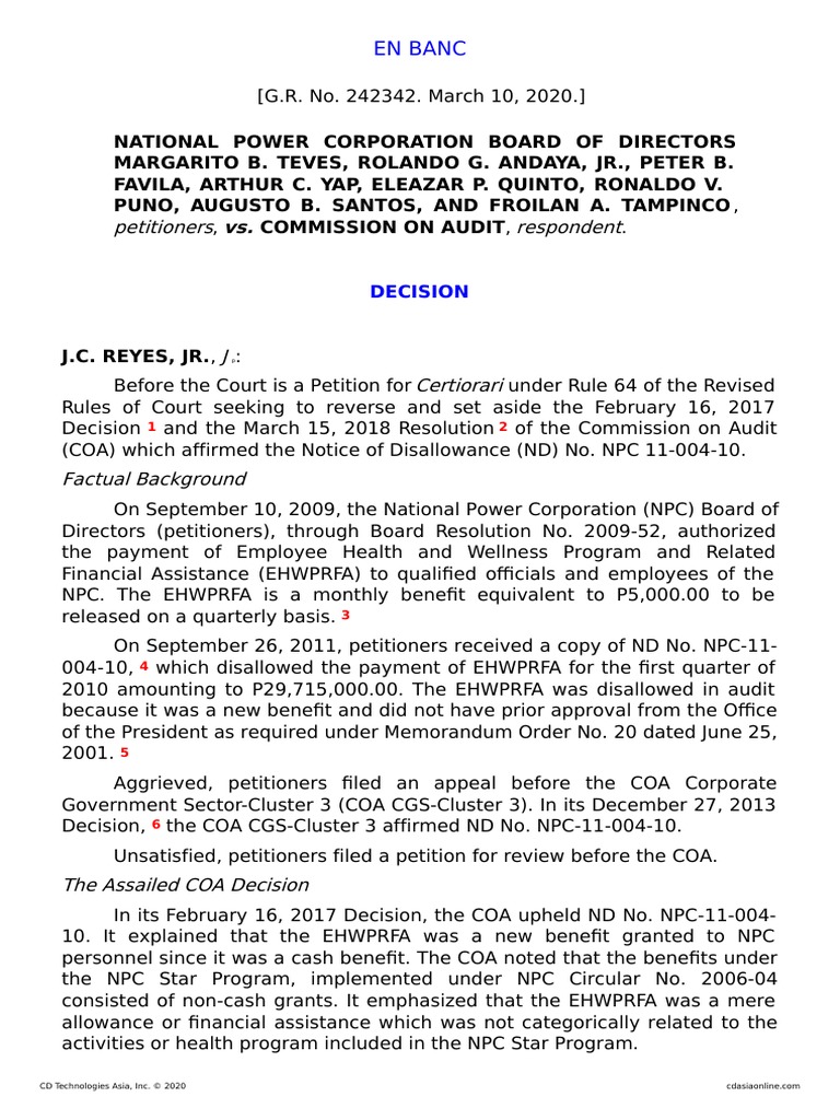 NAPOCOR Board vs. COA | PDF | Presidents Of The United States ...