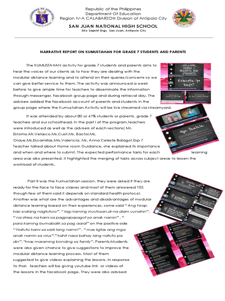 Narrative Report Kumustahan Pdf Human Nature Communication