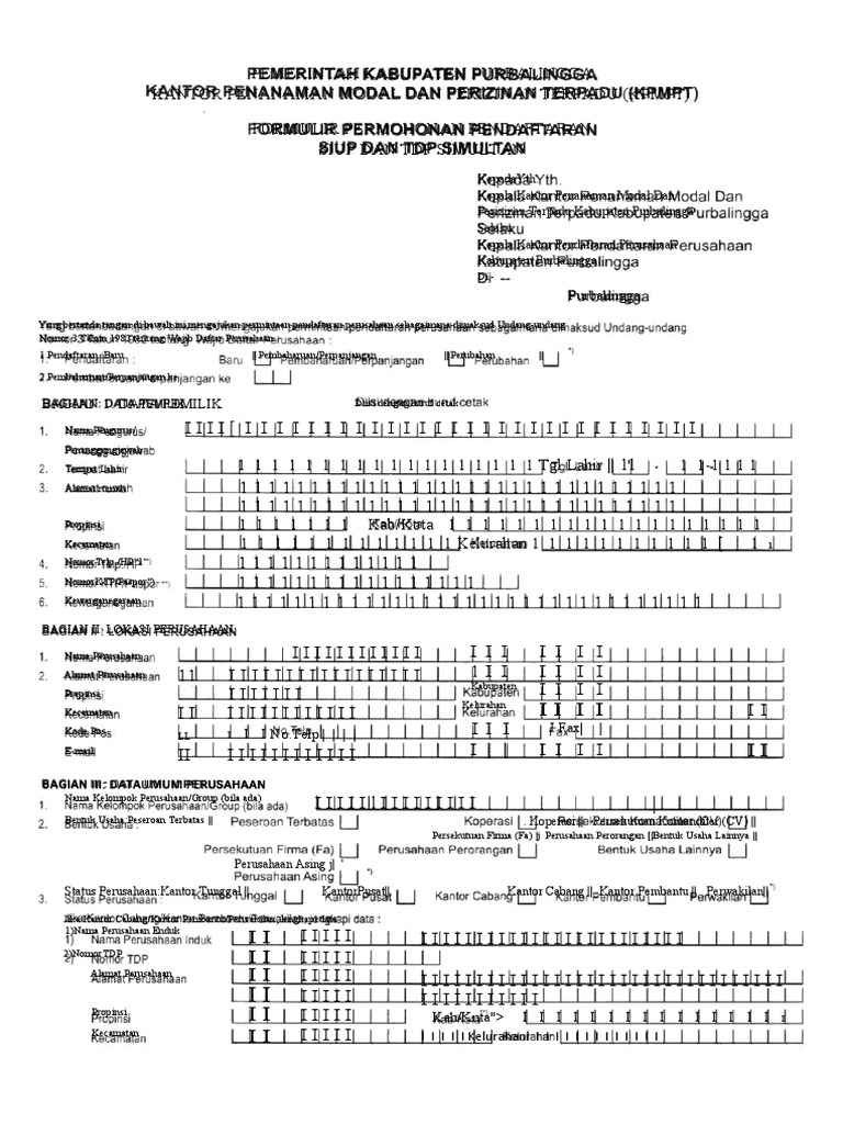 Formulir Pendaftaran SIUP TDP | PDF
