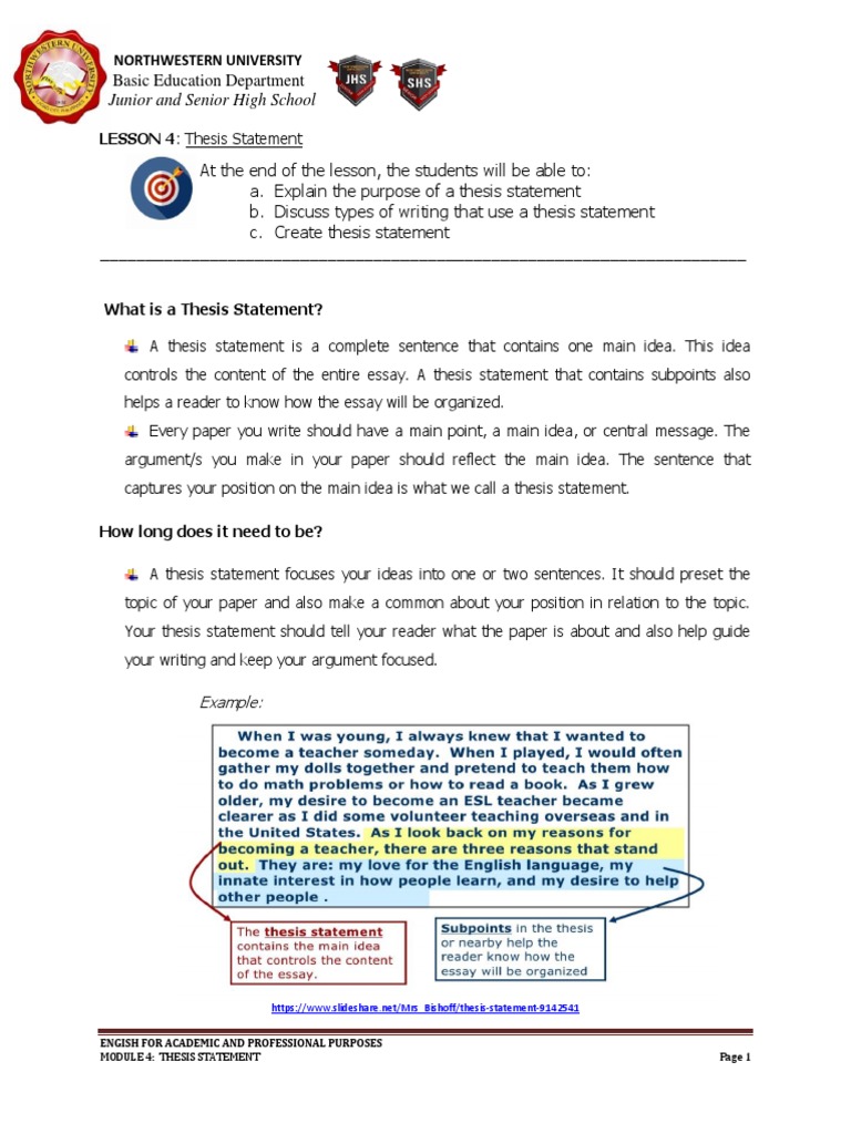 Lesson 4 Thesis Statement | PDF | Thesis | Essays
