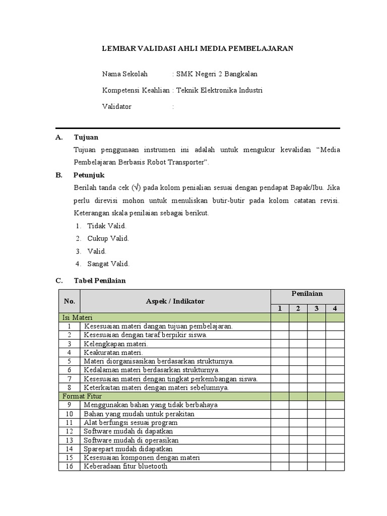 Lembar Validasi Media Pembelajaran | PDF