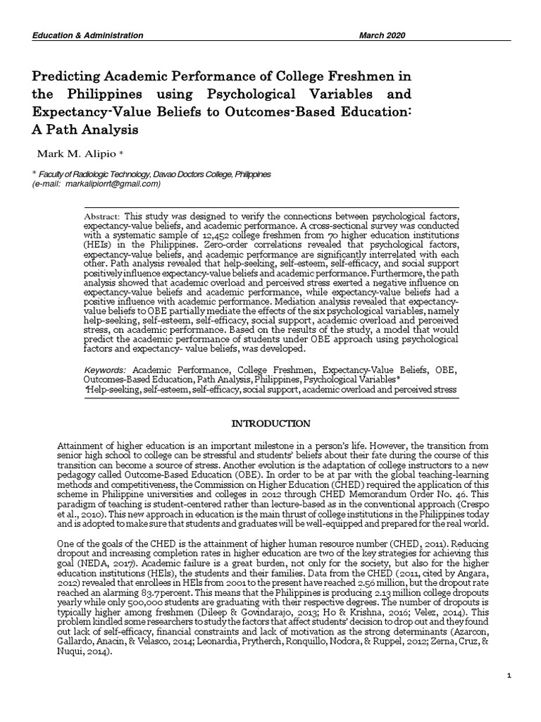 Predicting Academic Performance of College Freshmen in The Philippines ...