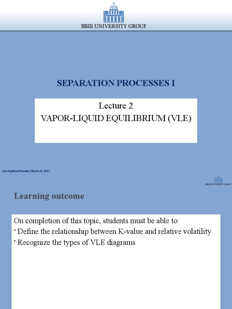 Lec 2-Vapor-Liquid-Equilibrium (VLE) | PDF | Vapor | Phases Of Matter