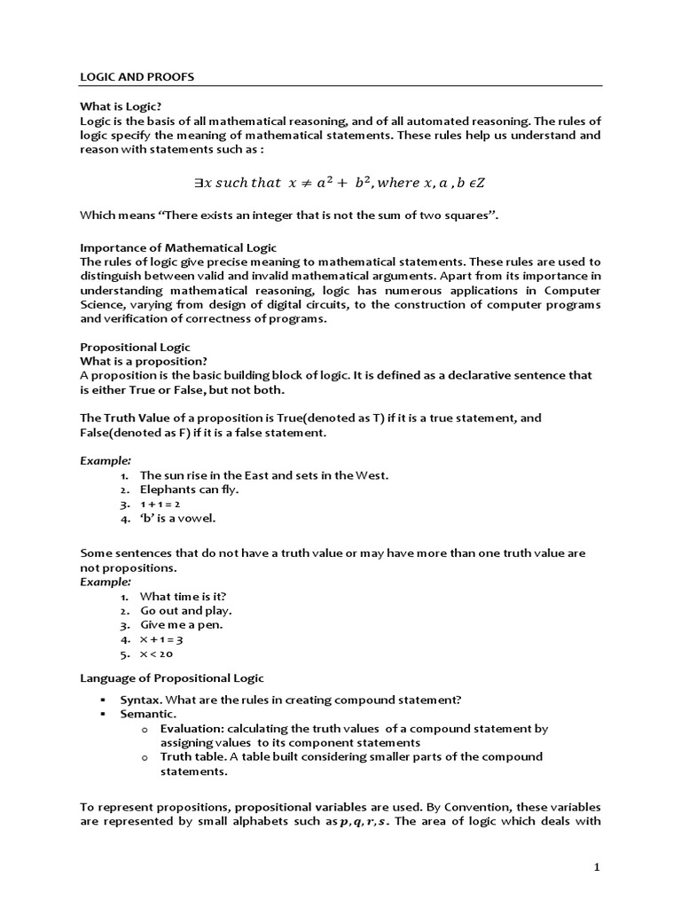 Lesson 1.4 Logic and Proofs | PDF | Metalogic | Semantics
