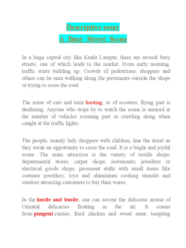A Busy Street Scene (Descriptive Essay) | PDF | Travel