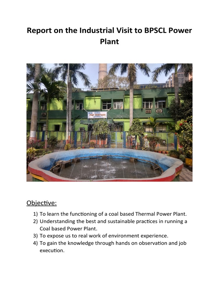 Report On The Industrial Visit To BPSCL Power Plant | PDF | Ion | Boiler