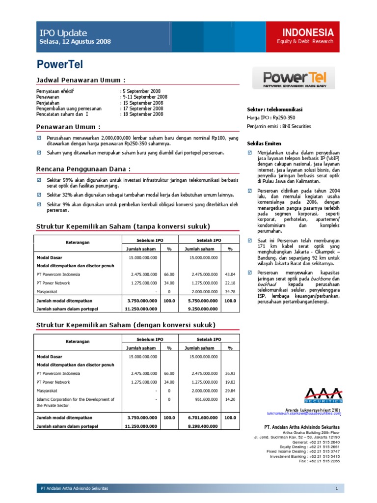 IPO update-PowerTel | PDF