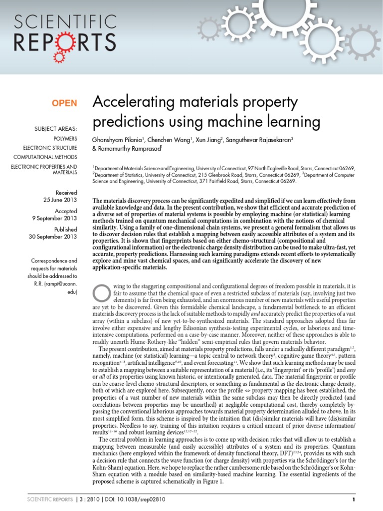 Accelerating Materials Property Predictions Using Machine Learning ...