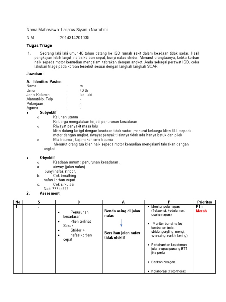 Tugas Triage Bu Risna | PDF