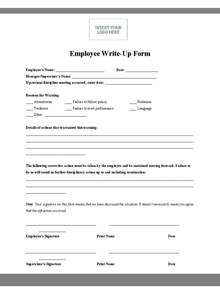 Employee Write-Up Form: That The Infraction Occurred | PDF | Business ...