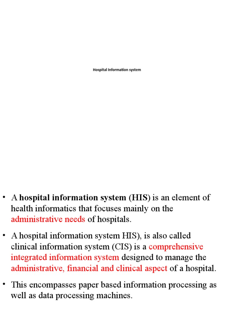 Overview of Hospital Information Systems | PDF | Information System ...