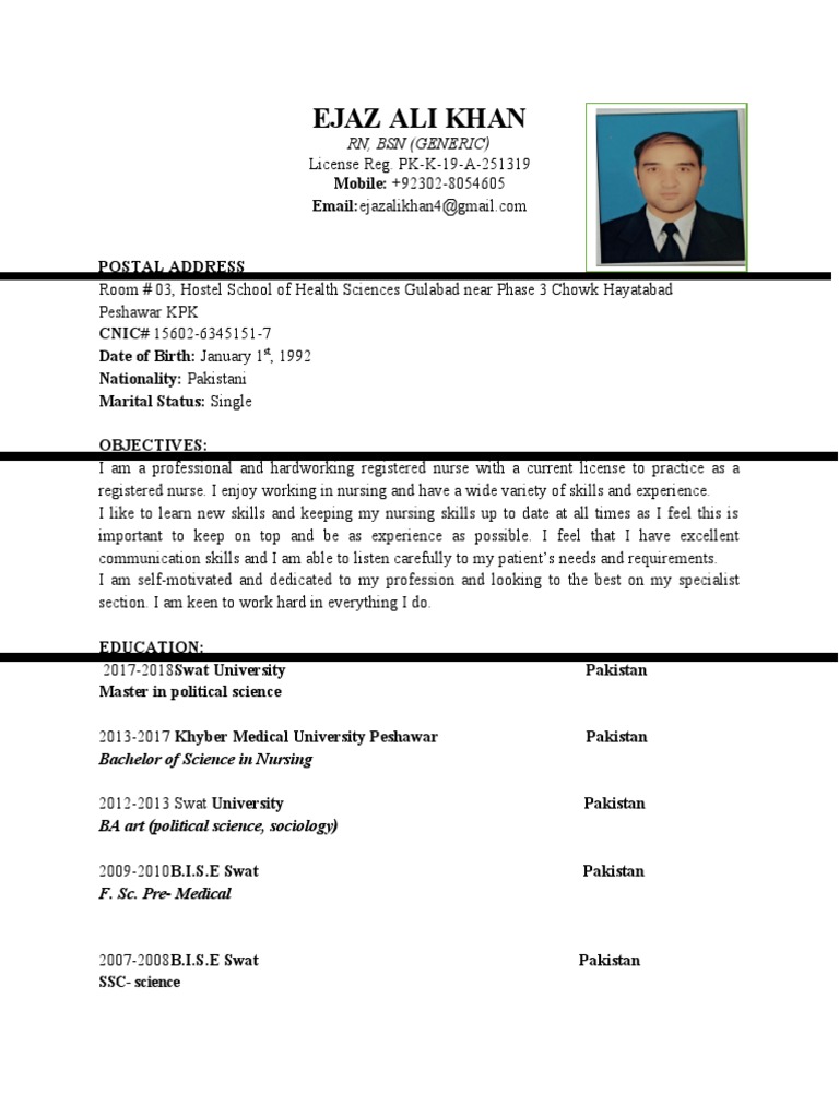 Ejaz Ali Khan: Mobile: +92302-8054605 | PDF | Nursing | Intensive Care Unit