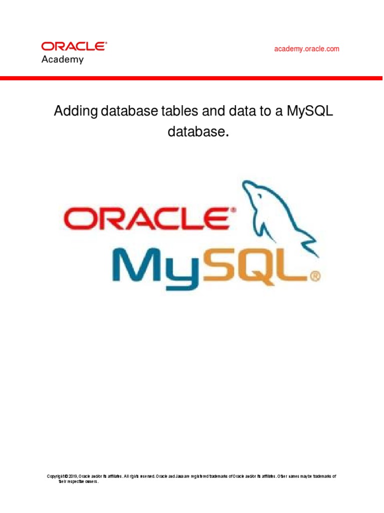 Adding Database Tables and Data To A Mysql Database: Their Respective ...