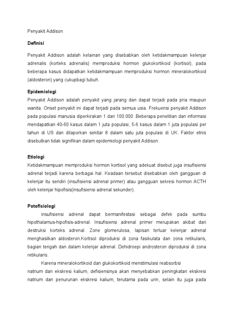 Penyakit Addison: Gejala, Diagnosis, dan Terapi | PDF | Kesehatan Holistik