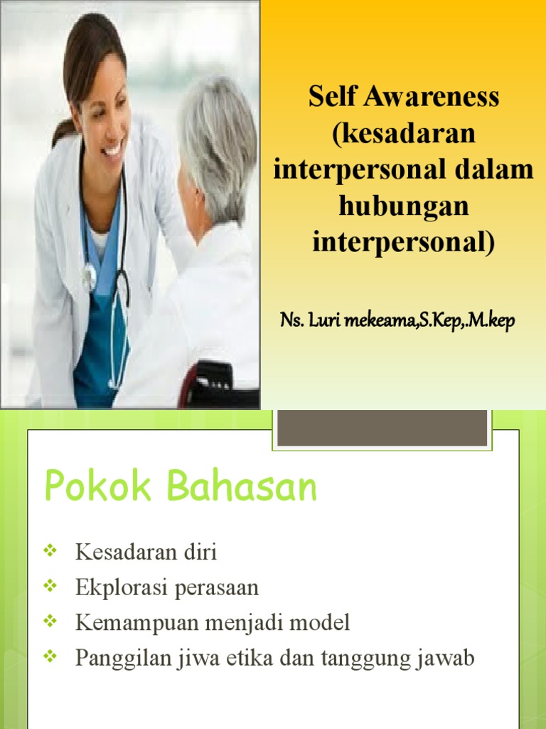 Kesadaran Diri Dalam Hubungan Interpersonal Pdf Pengembangan Diri