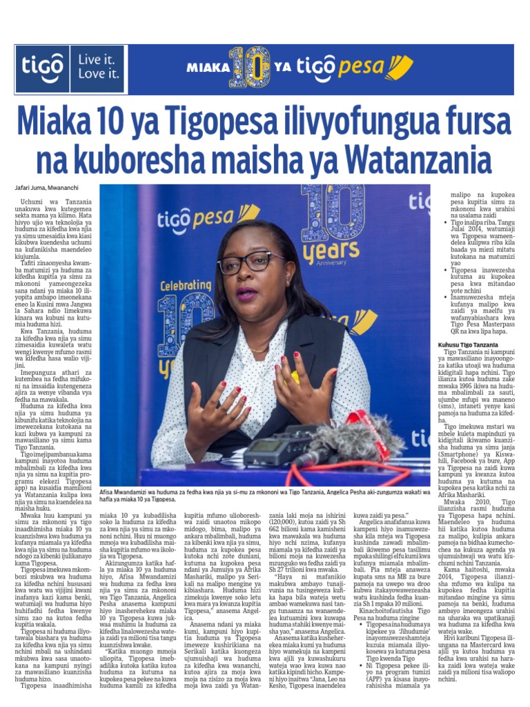 Tigopesa Miaka 10 | PDF