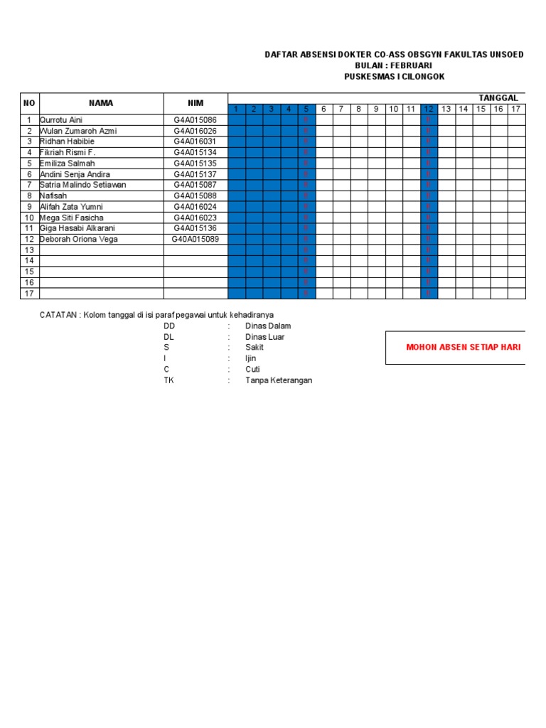Absensi Dokter Magang | PDF